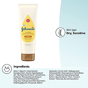 Johnson's Creamy Oil for Baby with Shea & Cocoa Butter, Moisturizing Body Lotion with Gentle Fragrance, Hypoallergenic, Non-Greasy, Paraben-Free, Phthalate-Free and Dye-Free, 8 fl. oz