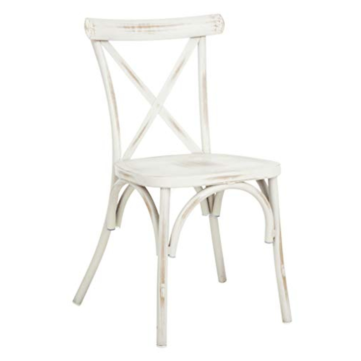 SAFAVIEH Outdoor Collection Elia Distressed White Stackable Chair (Set of 2)