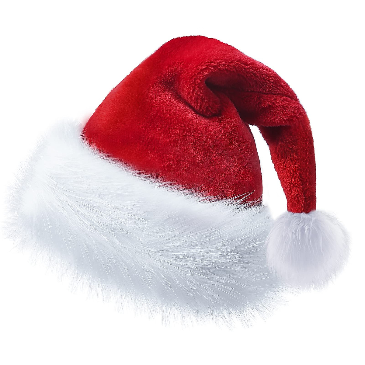 Christmas Hat Red Velvet Santa Hat Double-layer thickening Warm Comfort Unisex Holiday Xmas Hats for New Year Festive Party (Red Adults Santa Hat 1 PCS, Adults)