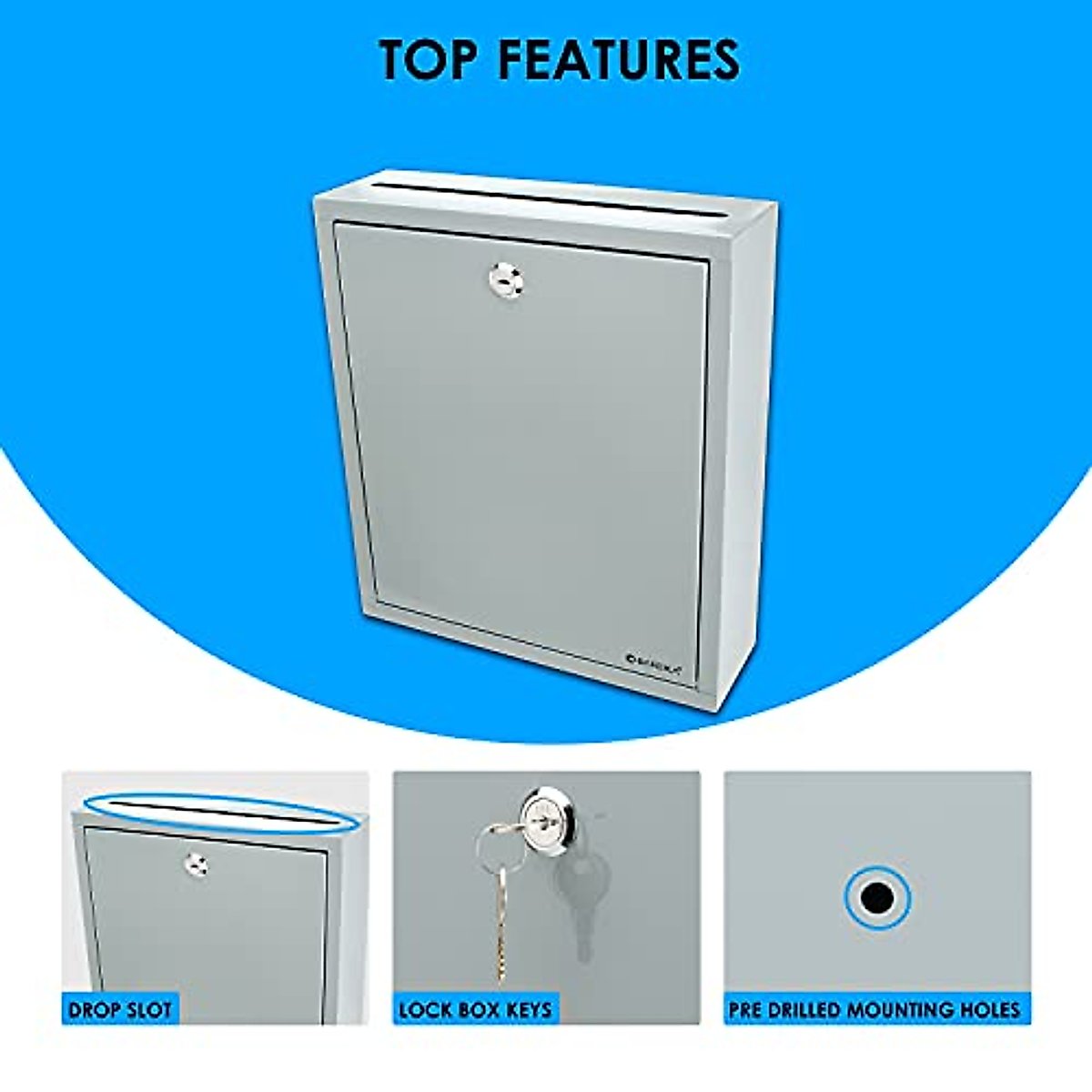 Barska Wall Mount Multi-Purpose Locking Mail Suggestion Drop Box with Key Lock for Home Office Classroom