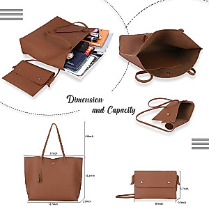 K.EYRE Women's Faux PU Leather Tote Shoulder Purses Bag for women, Big Capacity Tassel Handbag