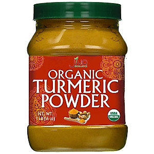 Organic Turmeric Powder 1 Pound Jar by Jiva Organics - 100% Raw with Curcumin - Lab Tested & Reports Available - Raw from India