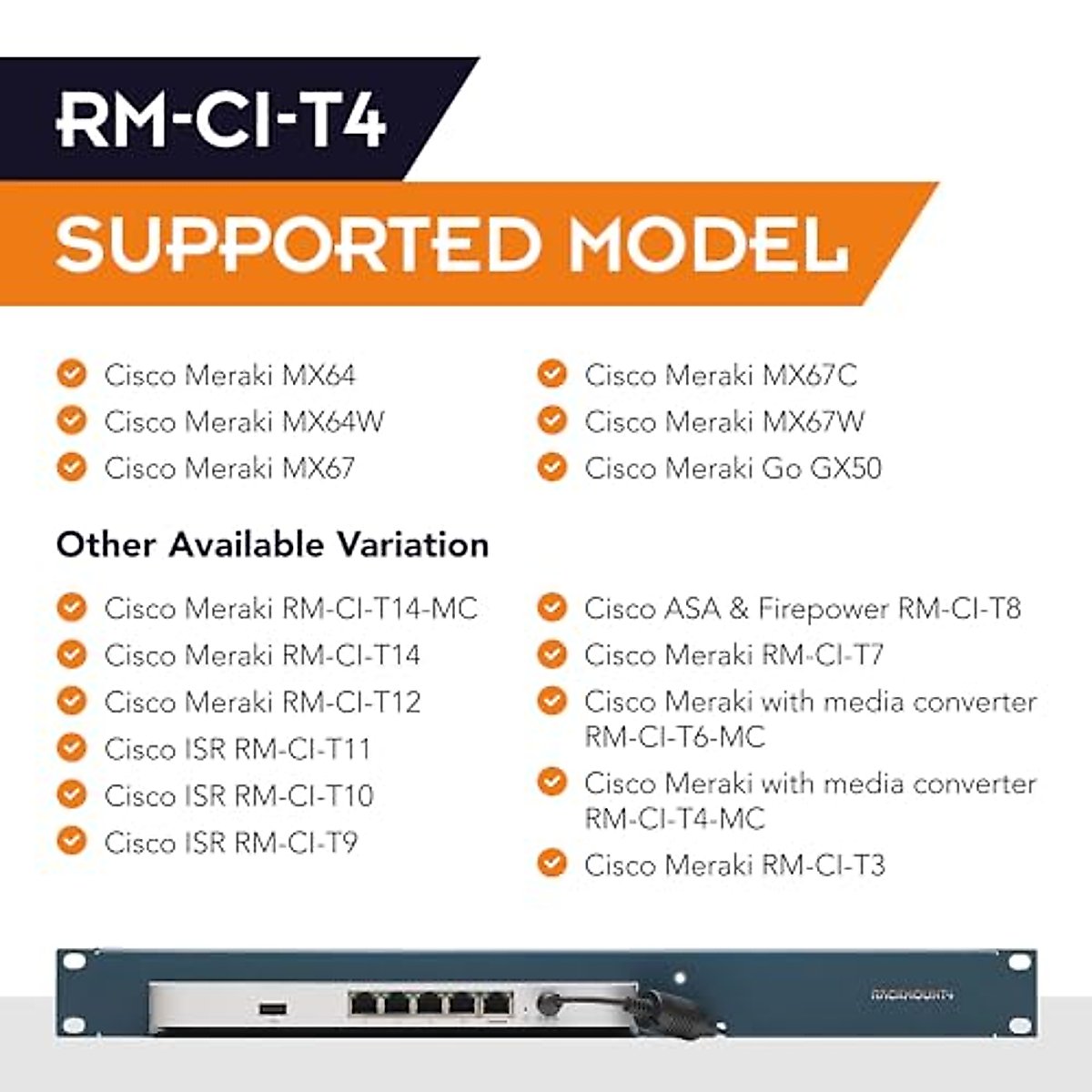 Rackmount.IT | RM-CI-T4 | Rack Mount Kit for Cisco Meraki MX64 / MX64W / MX67 / MX67W / MX67C RM-CI-T4