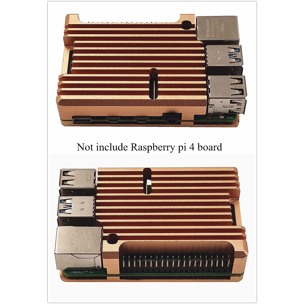 Raspberry Pi 4 Armor Case, Raspberry Pi 4 Computer Model B Aluminum Alloy Passive Cooling Case Compatible with Raspberry Pi 4 Model B (Gold)