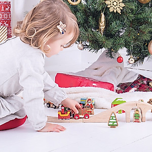 Bigjigs Rail Santa Sleigh with Reindeer - Other Major Wooden Rail Brands are Compatible