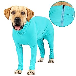 Forthcan Dog Recovery Suit Anxiety Calming Shirt for Dog E-Collar Alternative Pet Wounds Protector Medical Surgical Clothes Prevent Shedding Hair Jumpsuits Suit for Home, Car, Travel (XXXL, Blue)