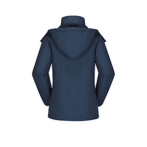 CAMEL CROWN Women's Ski Jacket Thicken Winter Snow Coat Warm Fleece Mountain Waterproof Female Jacket Hooded Windbreaker Blue 3XL