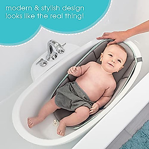 Summer® My Size™ Tub 4-in-1 Modern Bathing System - for Ages 0-24 Months – Baby Bathtub Includes Soft Support, Pull-Down Sprayer and Removable Water Tank, Rinse and Pour Cups, and Drain Plug