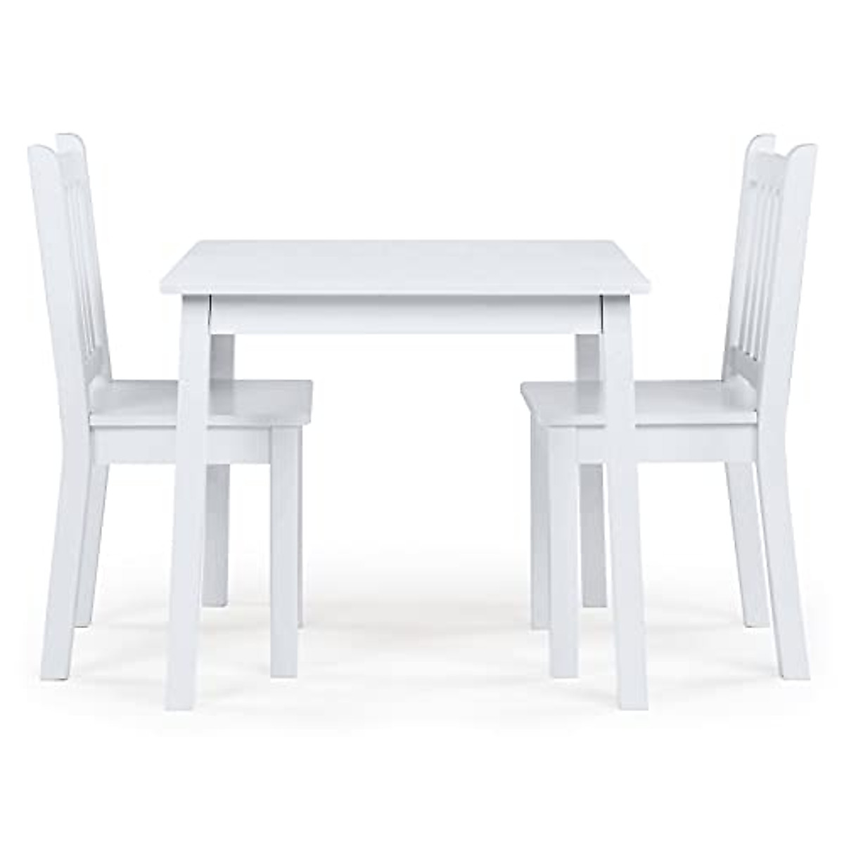 Humble Crew, White Kids Wood Square Table and 2 Chairs Set