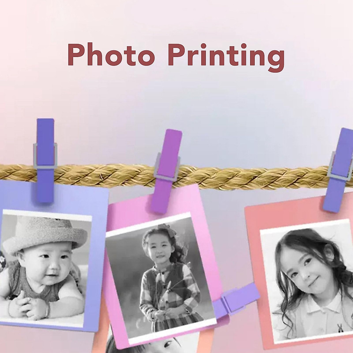 Mini Thermal Printer, Sticker Printer Connection Portable 200dpi Resolution Lightweight for Students (Pink)