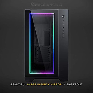 MagniumGear (MG-NE620QI_DBK02) NEO Qube 2 IM, Dual Chamber ATX Mid-Tower, Digital-RGB Infinity Mirror Front Panel, Front I/O USB Type C, Tempered Glass Panels, Black