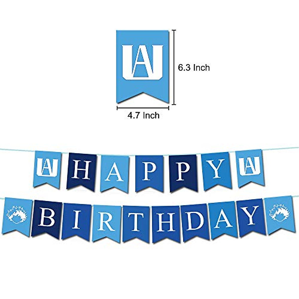 My Hero Academia Birthday Party Supplies, Including Birthday Banner, Cake Topper, Cupcake Toppers, Balloons, Hanging Swirls, Paper Garlands