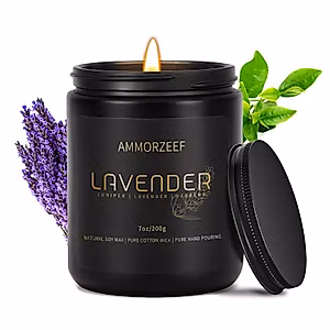 AMMORZEEF Lavender Scented Candles for Home Soy Floral Candles for Men Extra Strong Scented Candles for Women 7 Oz Long Lasting Aromatherapy Candles - Burning Time 50h