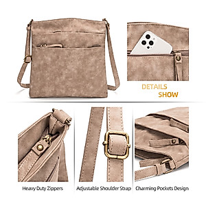 KouLi Buir Crossbody Purse for Women, Soft PU Leather Shoulder Handbags Crossover Bags with Multi Pocket