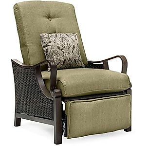 Cambridge Saratoga Hand-Woven Wicker Reclining Outdoor Chair, UV Protected Cushions, Weather and Rust Resistant Steel Frame, Outdoor Recliner, Meadow Green