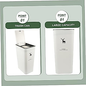 KITANDOVE Bathroom Press Trash Can Kitchen Slim Waste Basket Garbage Bin Bedroom Trash Container Push Lid Waste Bin for Home Office