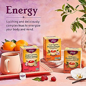 Yogi Tea Spicy Hibiscus Blossom Positive Energy Tea - 16 Tea Bags per Pack (4 Packs) - Organic Herbal Tea to Support Energy - Includes Black Tea Leaf, Hibiscus Flower, Cinnamon Bark & More