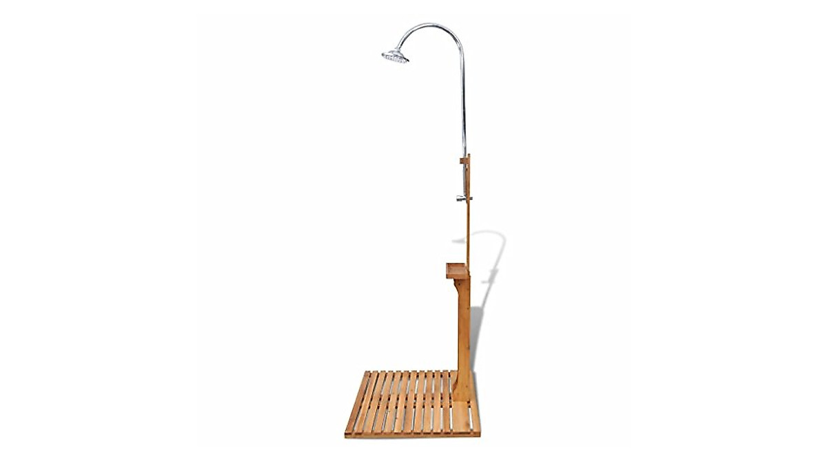 Festnight Wooden Outdoor Shower Stand - Portable & Durable