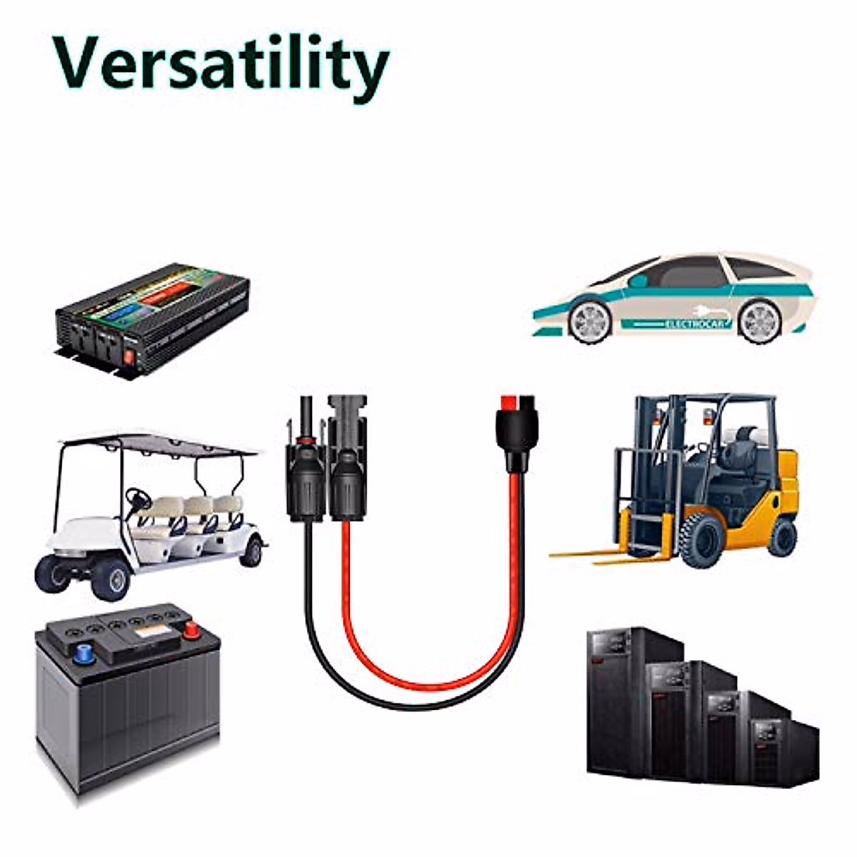 AYECEHI Solar Adapter Cable Solar Power Adapter Connector Male and Female Solar Panel Cable Kits -10AWG 35cm/1.1ft