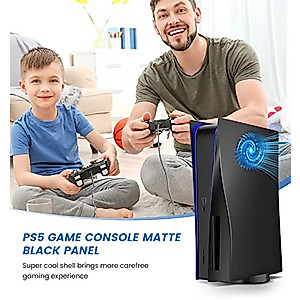 PS5 Faceplate Cooling Version PS5 Plate Cover Skin for Playstation 5 Disc Edition Upgraded Turbo Vents PS5 Replacement Side Plate Hard Shockproof ABS Anti-Scratch PS5 Plate Case Cooling Matte Black