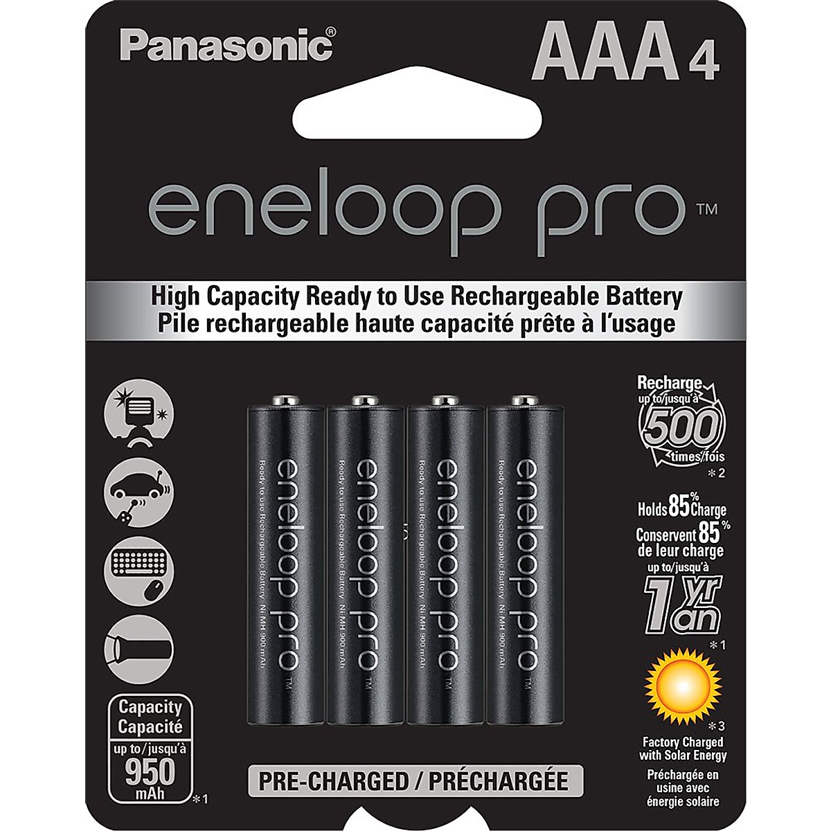 Eneloop Panasonic Pro Ni-MH AA Batteries BK-3HCCA12FA 12pk & Ni-MH AAA Batteries BK-4HCCA4BA 1.2V 4pk Rechargeable
