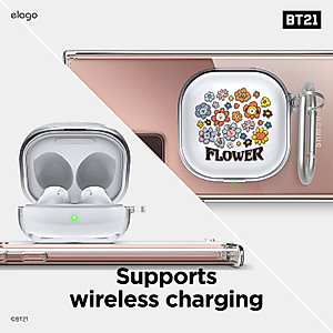 elago l BT21 Flower Case Compatible with Samsung Galaxy Buds 2 Pro Case (2022) / Galaxy Buds 2 Case (2021) / Galaxy Buds Pro Case (2021) / Galaxy Buds Live Case (2020) [Official] (Flower Bouquet)