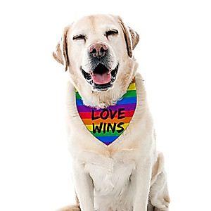 Love Wins Dog Bandana LGBT Rainbow Dog Scarf Pride Day Adjustable Accessories for Small Medium Dogs Cats Pets