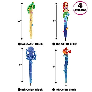 Planet Pens Bundle of Sea Turtle, Mermaid, Octopus, & Clown Fish Novelty Pens - Ballpoint Pens Colorful Sea Life Writing Pens Instrument For School and Office - 4 Pack