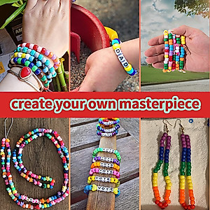 seizefun Friendship Bracelets Making Kit ,Kandi Bracelet Kit with Pony Beads Elastic String Charm Smiley Face and Letter Beads for Kids Crafts and Jewelry Making Kits, 6*9MM 6*6MM