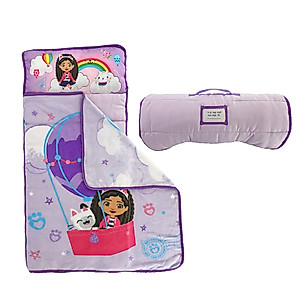 DreamWorks Gabby's Dollhouse 24"(W) X 45"(L) Soft Toddler Nap Mat with Pillow and Blanket Perfect for Preschool, Daycare, and Travel (100% Official Licensed Product)