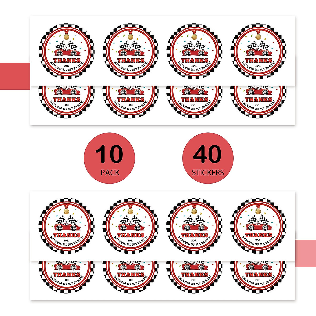 40pcs Race Car Thank You Stickers, Racing Car Thank You Birthday Stickers, Boy Birthday Stickers, Racing Thank You Stickers for Boy 1st Birthday/Gender Reveal Party Favors
