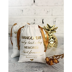 Cytdkve Gold Foiled Hangover Favor Bag Bachelorette Party Favor Bag, Wedding Survival Kit Bags Bridesmaid Gift Bags for Wedding Bridal Shower (10 Pieces, White, 5 x 7 Inch)
