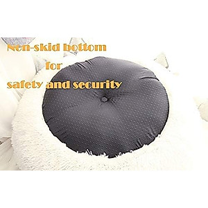 BODISEINT Modern Soft Plush Round Pet Bed for Cats or Small Dogs, Mini Medium Sized Dog Cat Bed Self Warming Autumn Winter Indoor Snooze Sleeping Cozy Kitty Teddy Kennel (24'' D x 8'' H, Dark Grey)