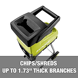 Sun Joe CJ603E 15-Amp 1.7-Inch Cutting Diameter Electric Silent Wood Chipper/Shredder, green