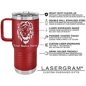LaserGram 20oz Vacuum Insulated Travel Mug with Handle, Freemason Symbol, Personalized Engraving Included (Maroon)
