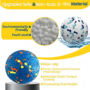 KUNHEHO 4pcs Indestructible Dog Balls for Aggressive Chewers - Atom Teething Chew Toys Water Toy Fetch Balls for Medium and Large Dogs (4 colors,3")