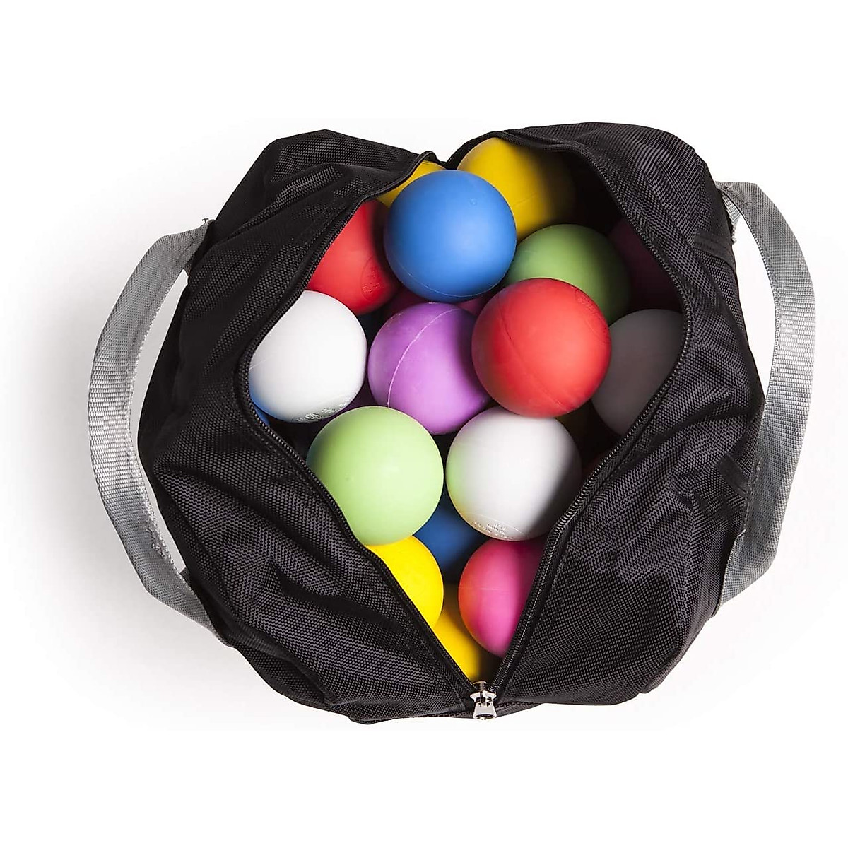 Champion Sports Lacrosse Ball Bag: Nylon Sports Training Tote for Lacrosse, Baseball and Tennis,Gray/ Black