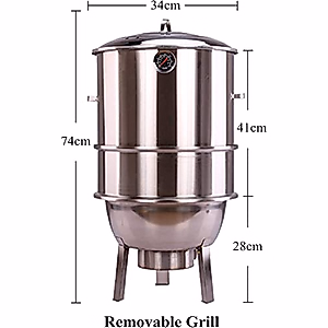 NEWCES Safety Certification Standing Charcoal Barbecues Grills Stainless Steel BBQ Grill w/Barbecues Grid Portable Combination Grill-Smokers for Outdoor Garden Courtyard Camping Hiking Picnic