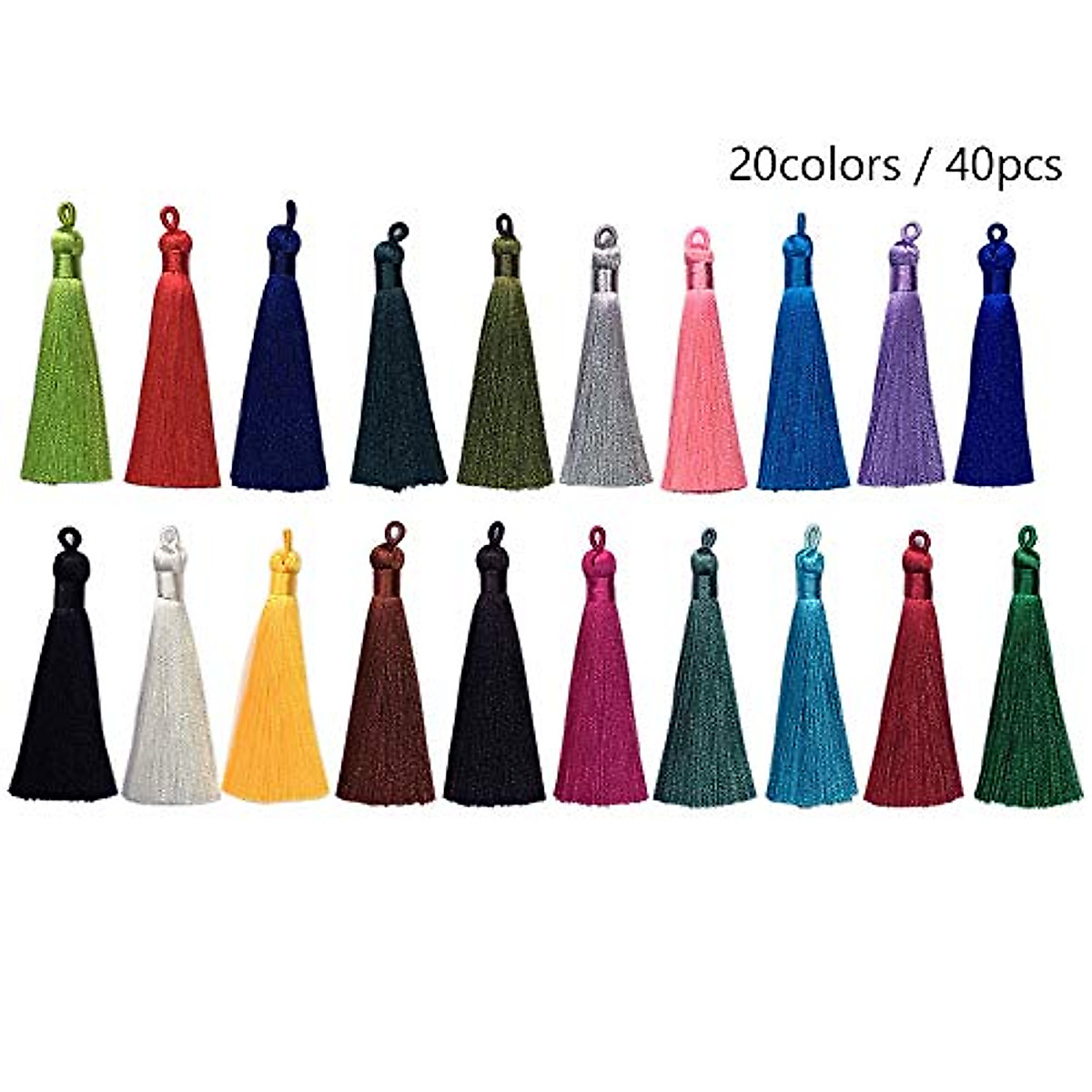 Gnognauq 40pcs Tassels Mixed 20 Colors Soft Imitation Silk Tassels for Earring Jewelry Making, DIY Craft Projects, Bookmarks