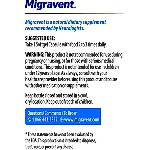 Vita Sciences Migravent: A Comprehensive Supplement with Riboflavin, Magnesium, Coenzyme Q10, PA-Free Butterbur, and Proprietary Blend for Optimal Cranial Comfort, Health, and Defense. Migraine