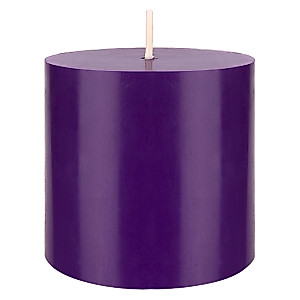 Mega Candles 1 pc Unscented Purple Round Pillar Candle, Hand Poured Premium Wax Candles 3 Inch x 3 Inch, Home Décor, Wedding Receptions, Baby Showers, Birthdays, Celebrations, Party Favors & More