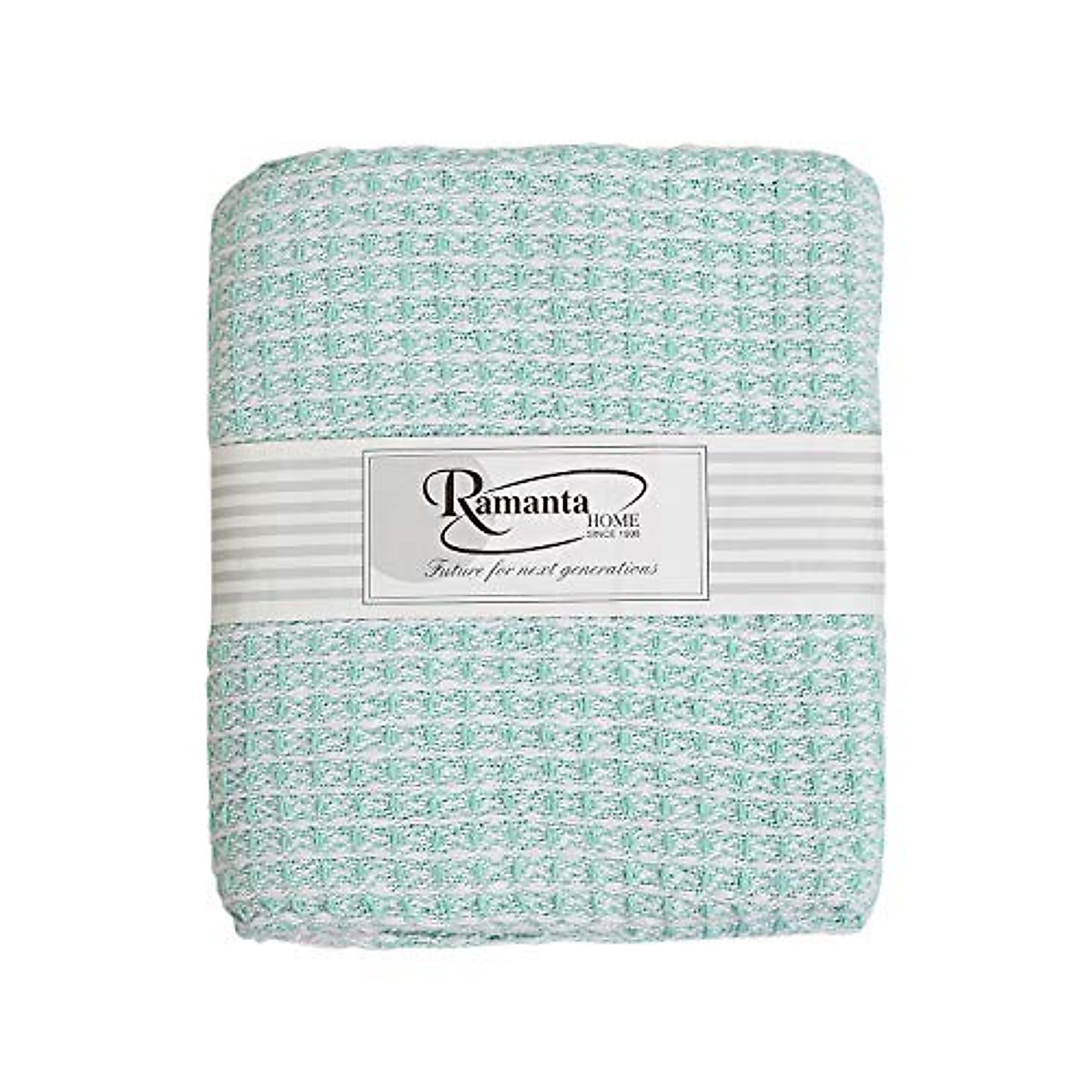 Farmhouse Throws Blanket in Two Tone Honeycomb,Picnic,Camping, Beach,Throws for Couch,Everyday Use, Cotton Throw Blanket with Super Soft and Excellent Handfeel 50 x 60 -Aqua White