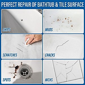 Specialty Tub and Tile Paint, High-Gloss White Tub Paint for Bathtub, Quick-Dry Porcelain Paint for Scratches & Chips on Porcelain, Acrylic, Enamel, Cast Iron, Tubs, Sinks, Tiles and Toilets