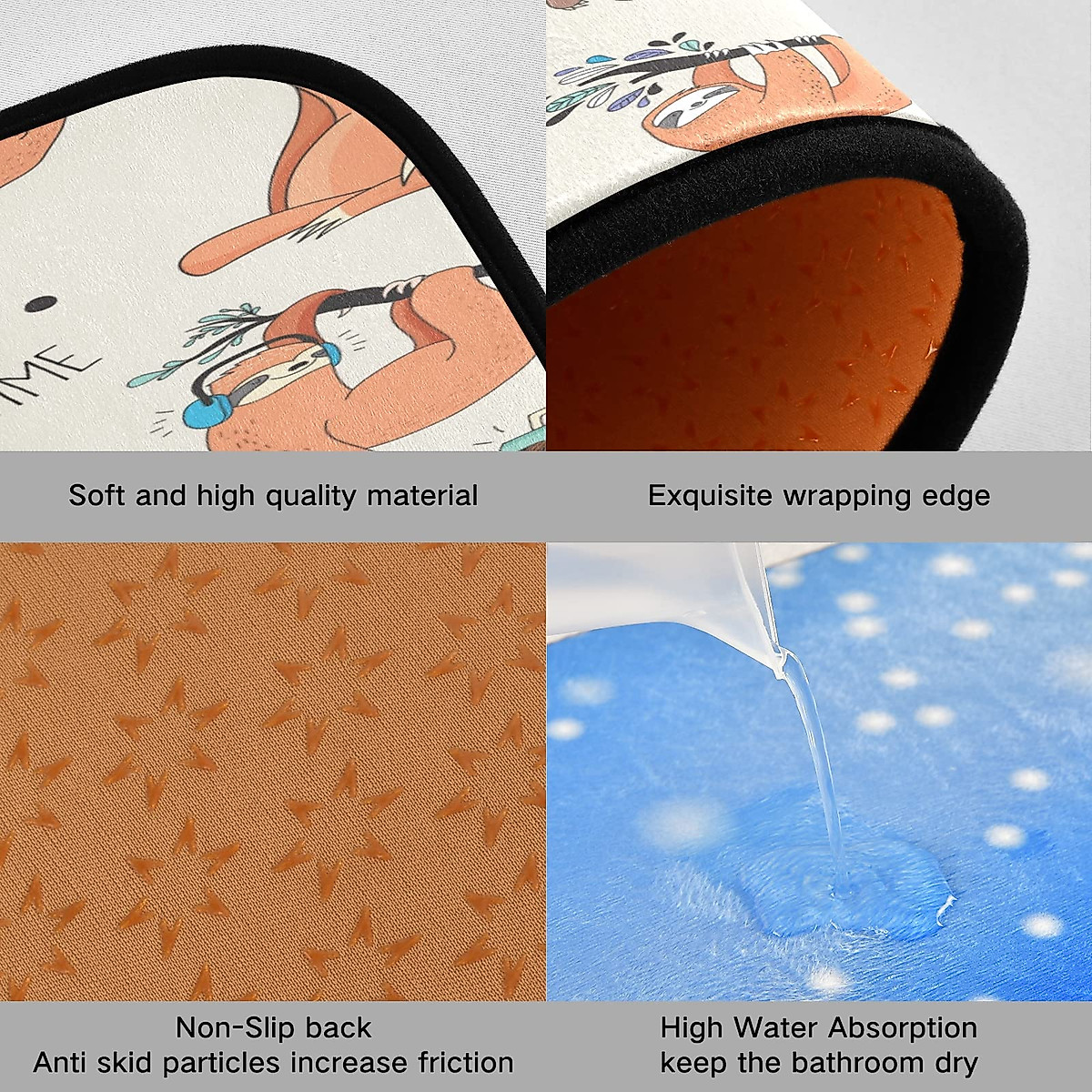 ALAZA Vintage Funny Sloth 2 Piece Kitchen Rug Floor Mat Set Runner Rugs Non-Slip for Kitchen Laundry Office 20" x 28" + 20" x 48"