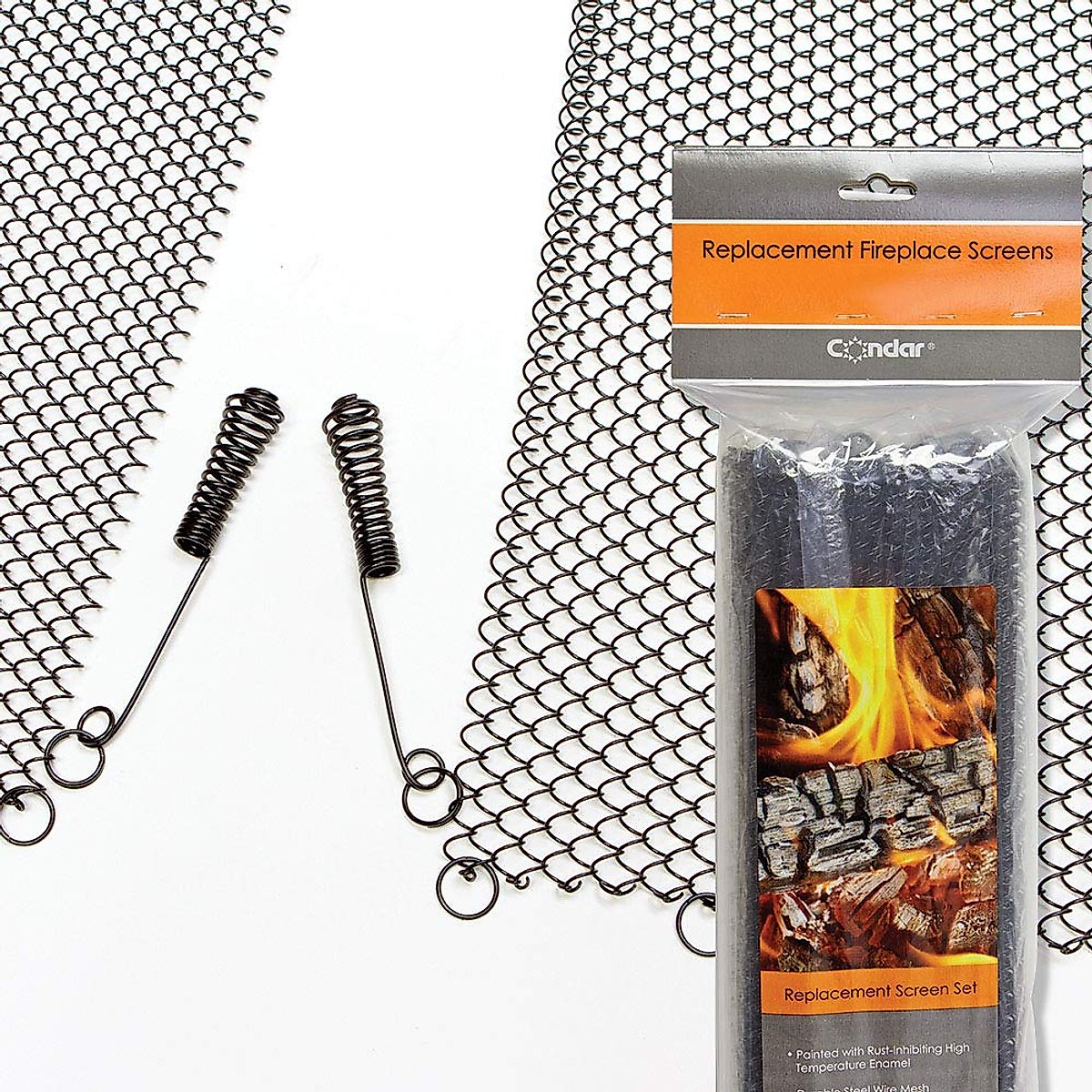 Enhance the Style of Your Fireplace with a Condar Mesh Screen. Fireplace Mesh Screen Curtain. 22" High. Includes 2 Panels, each 24" Wide.