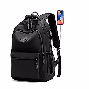 KOWVOWZ USB Charging Port Aesthetic Laptop Backpack Travel Student Bookbag Water Resistant (Black)