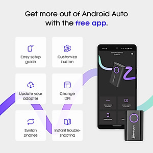 AAWireless Two - Android Auto Wireless Adapter - Convert Factory Wired Android Auto to Wireless - Multifunctional Button - Easy Plug and Play Setup - Seamlessly Connect Via Bluetooth - Made in Europe
