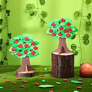 Nuanchu 20 Set 3D Foam Tree Craft Apples Leaves Sticker Self Adhesive Foam Tree Glitter Apple Sticker Spring Trees for Craft Project Family Art Activity