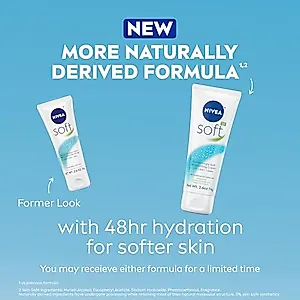 NIVEA Soft Refreshingly Soft Moisturizing Cream, Lightweight Moisturizer for Face, Body and Hands, Body Cream Enriched with Jojoba Oil and Vitamin E, 2.6 Oz Tube, Pack of 3