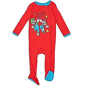 Super Mario Mario Luigi Yoshi Baby Boys 2 Pack Zip-Up Sleep N' Play Coverall 3-6 Months Red/Green